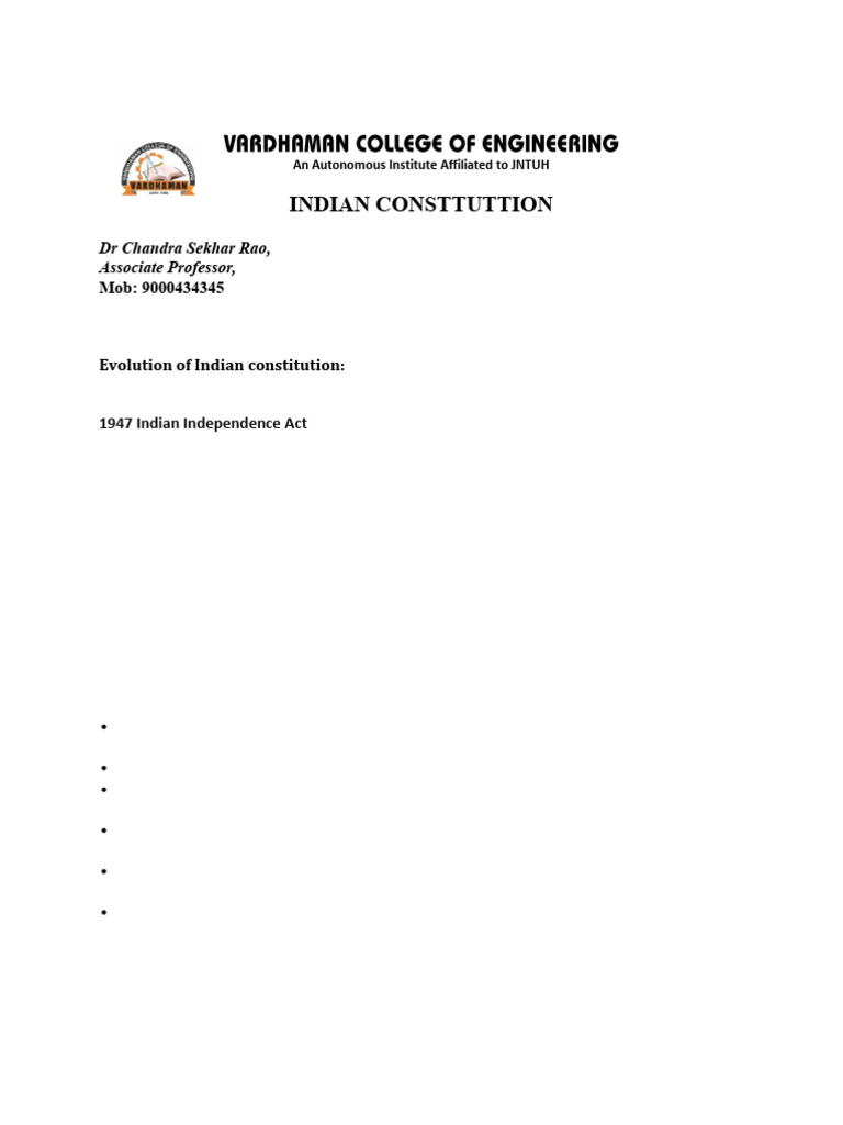 Indian Constitution Notes | PDF | Political Science | Justice