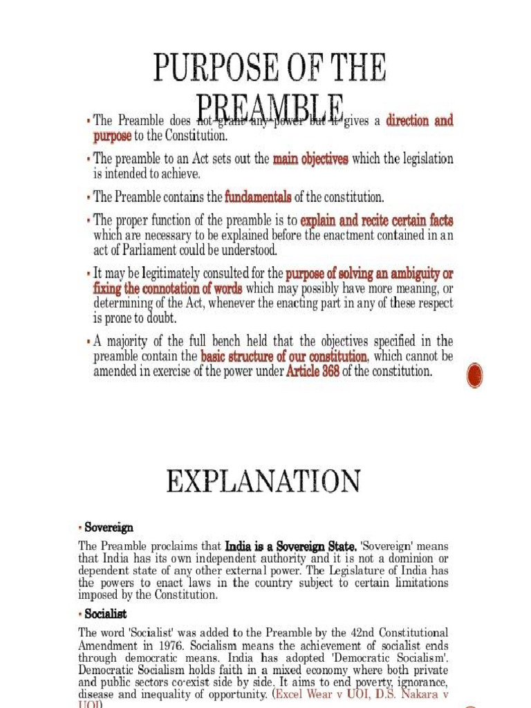 Indian Constitution Preamble | PDF
