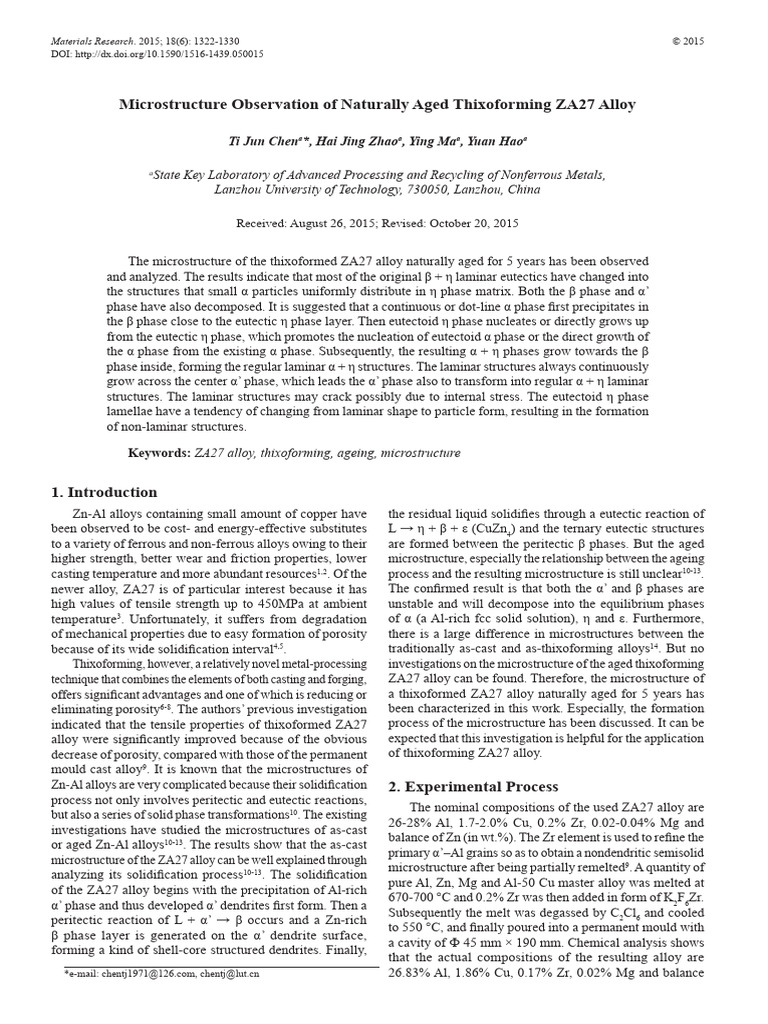 Microstructure Observation of Naturally Aged Thixoforming ZA27 Alloy ...