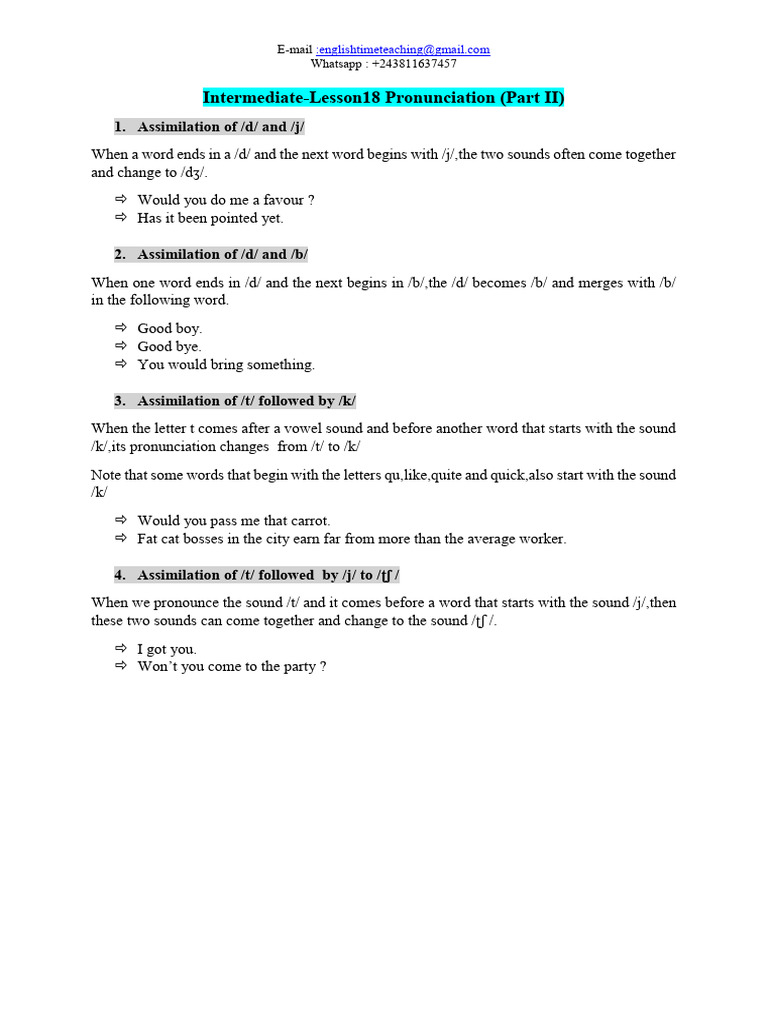 Intermediate English Pronunciation Tips | PDF
