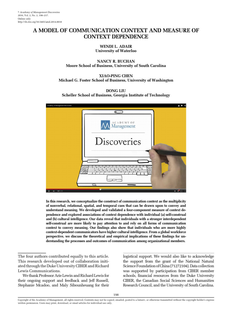 Communication Context and Measure | PDF | Communication | Psychology