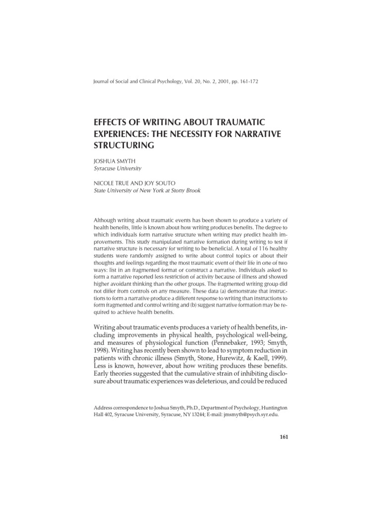 Smyth 2001 | PDF | Psychological Trauma | Feeling