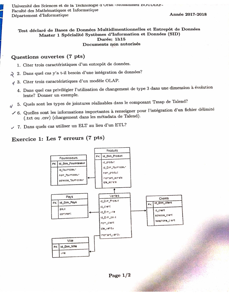 Examin Entrepot de Donnes | PDF