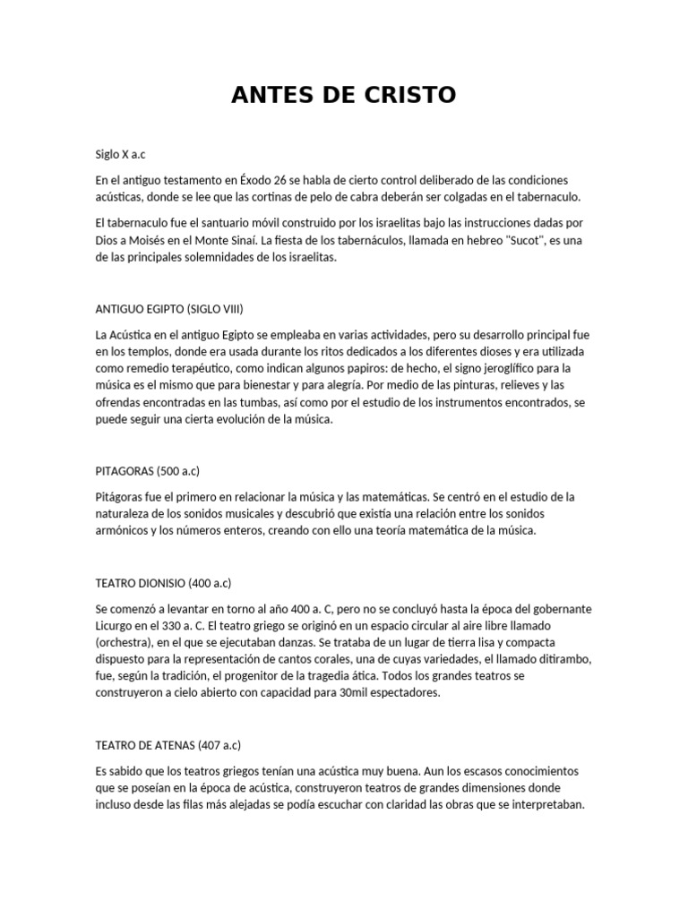 Linea de Tiempo de La Acustica | PDF | Sonido | Teatro