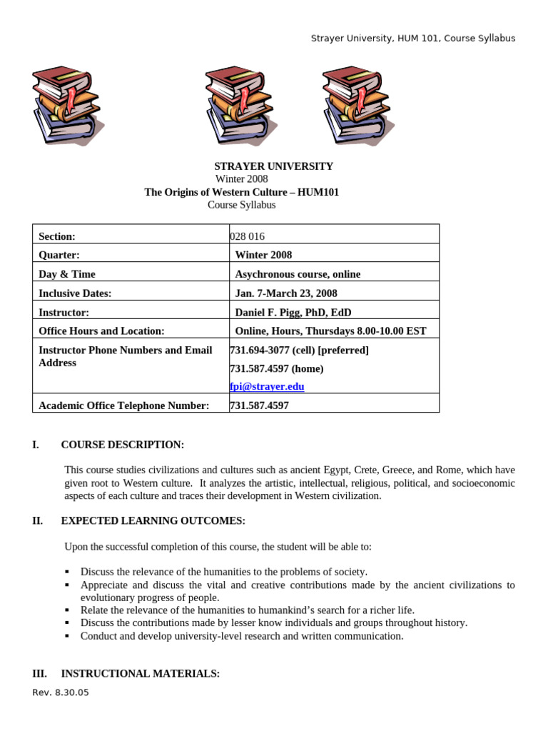 Syllabus - Origns of Westrn Culture | PDF | Turnitin | Academic Integrity