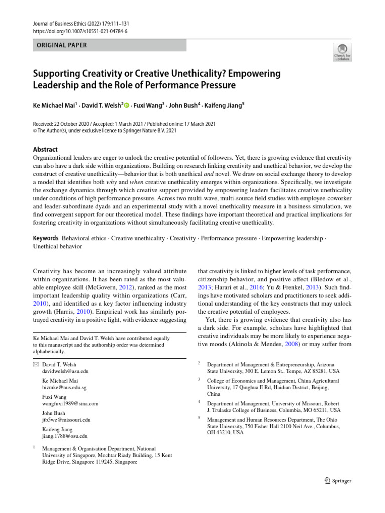 BUSN 1210 Group Paper Article 5 | PDF | Creativity | Leadership