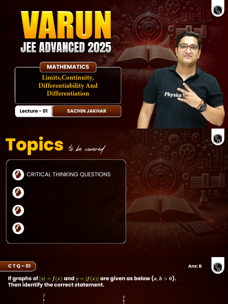 Limits Continuity Differentiability And Differentiation 01 Unsolved Notes Only Pdf Pdf