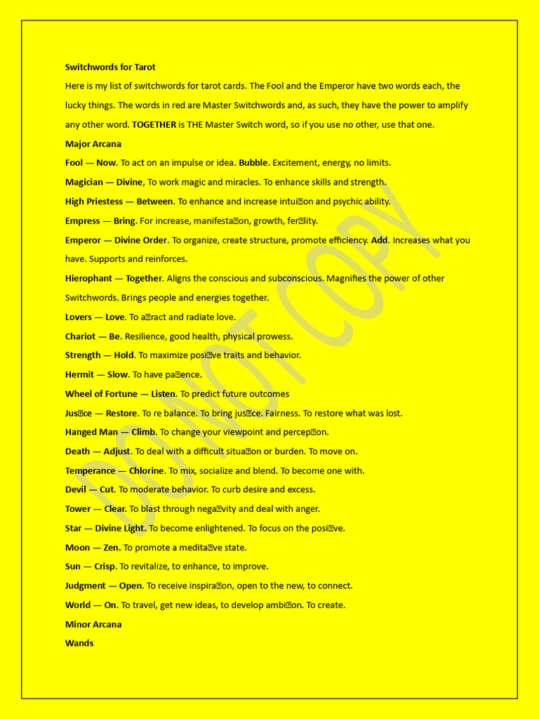 Shreem Switch Word Tarot PDF | PDF