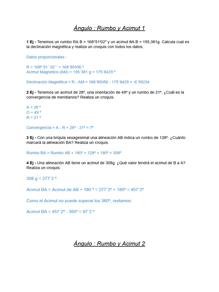Ángulo: Rumbo y Acimut 1 | PDF