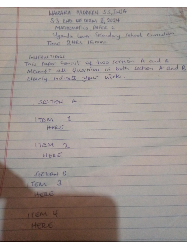 s.3 EOT 2 MATHEMATICS | PDF