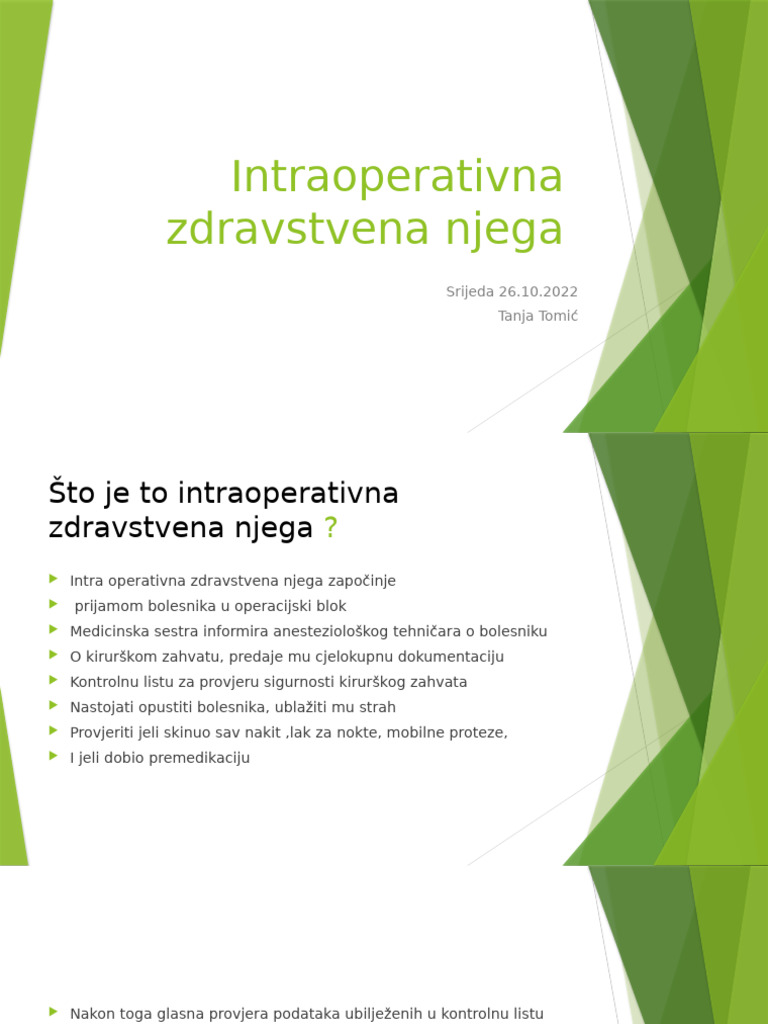 Intraoperativna Zdravstvena Njega | PDF
