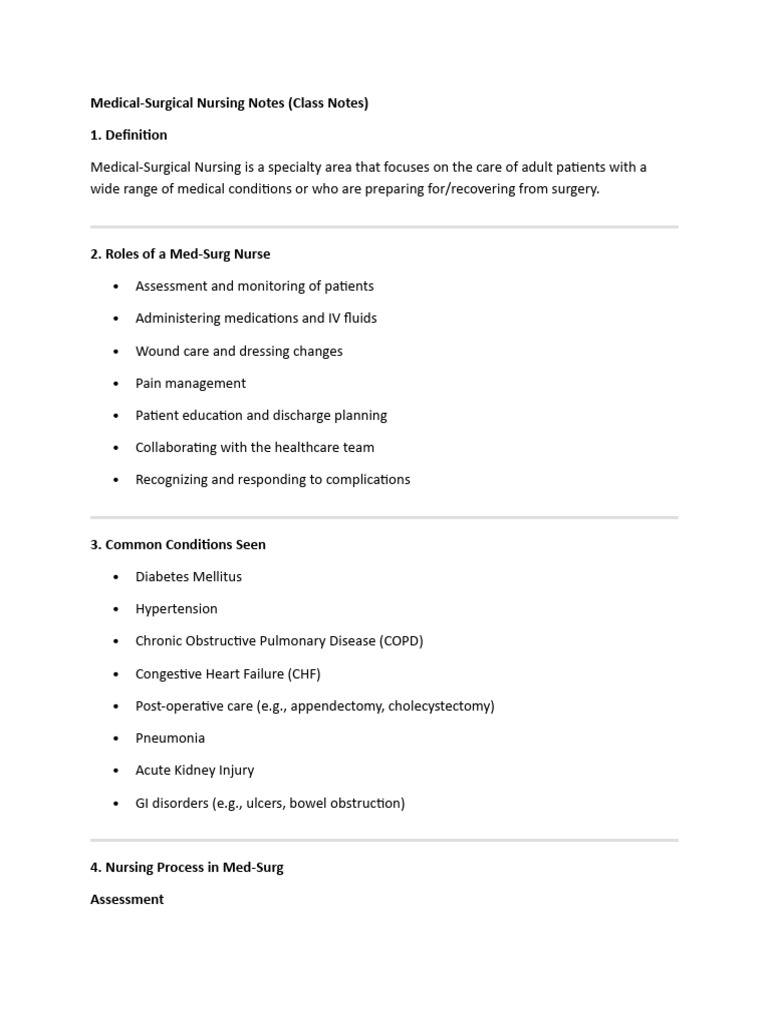 Medical-Surgical Nursing Overview | PDF