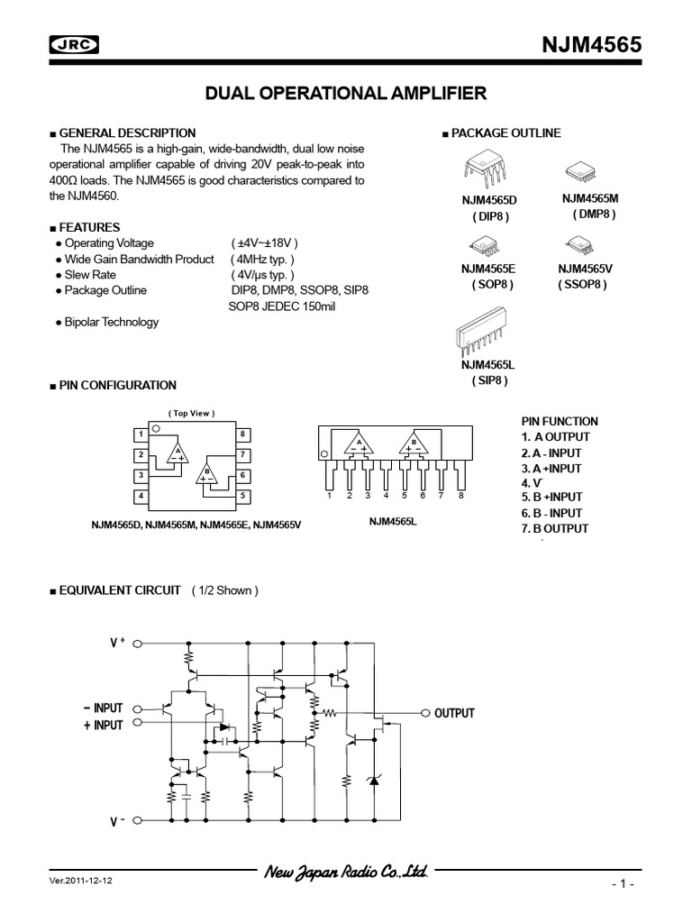 njr_njm4565_e-551675 | PDF | Operational Amplifier | Amplifier
