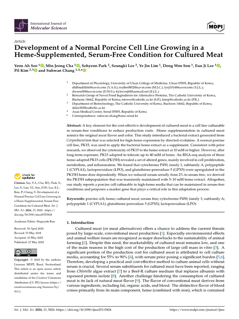 Development of A Normal Porcine Cell Line Growing in A Heme ...