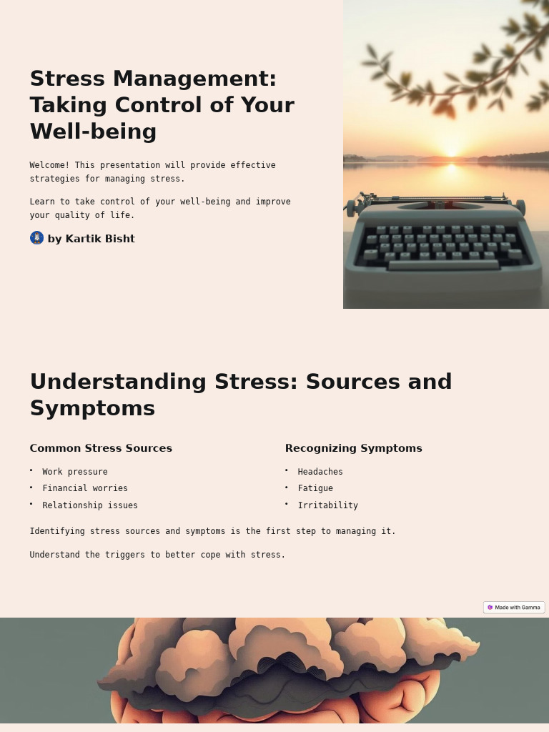 Stress Management Taking Control of Your Well Being | PDF | Stress ...