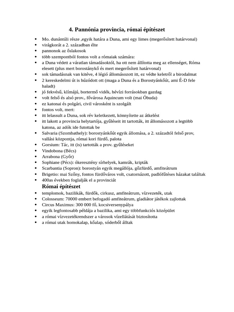 Pannónia, Római Építészet | PDF
