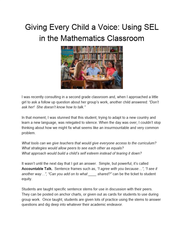SEL Ideas For Math Class | PDF | Lesson Plan | Mathematics