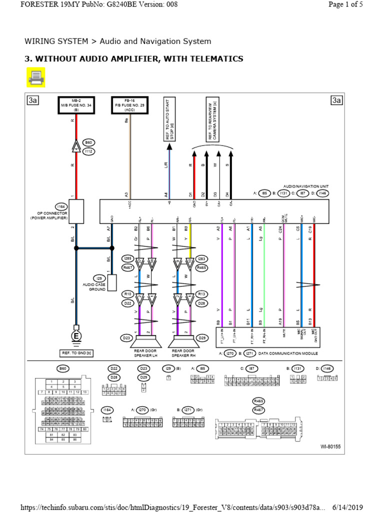 MY19 Forester Audio Wiring Diagram Without Amp With Telematics | PDF | Electronic Engineering ...