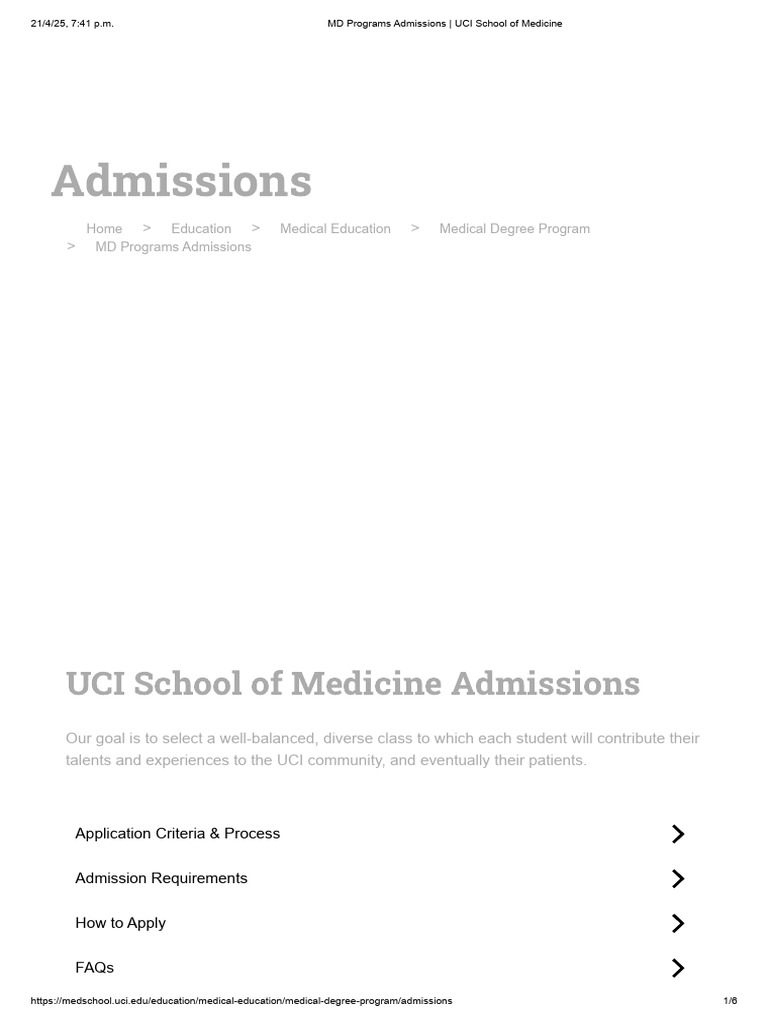 MD Programs Admissions - UCI School of Medicine | PDF | Medical School ...