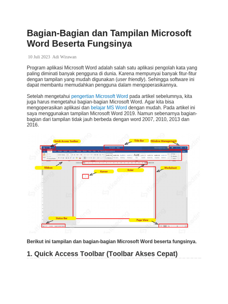 2 - Bagian-Bagian Dan Tampilan Microsoft Word Beserta Fungsinya | PDF
