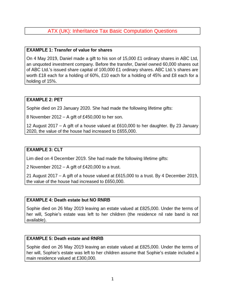 IHT Basic Computation Examples | PDF | Economies | Financial Services