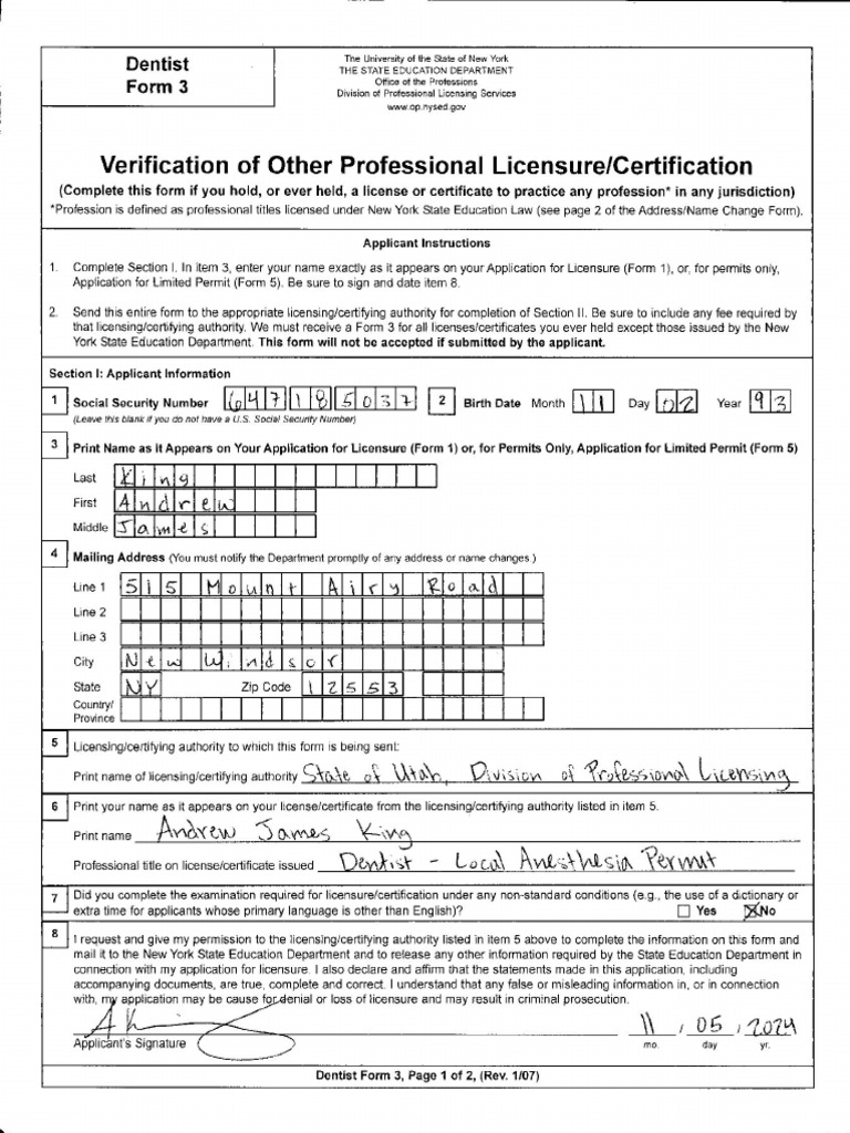 Verification of Professional Licensure | PDF