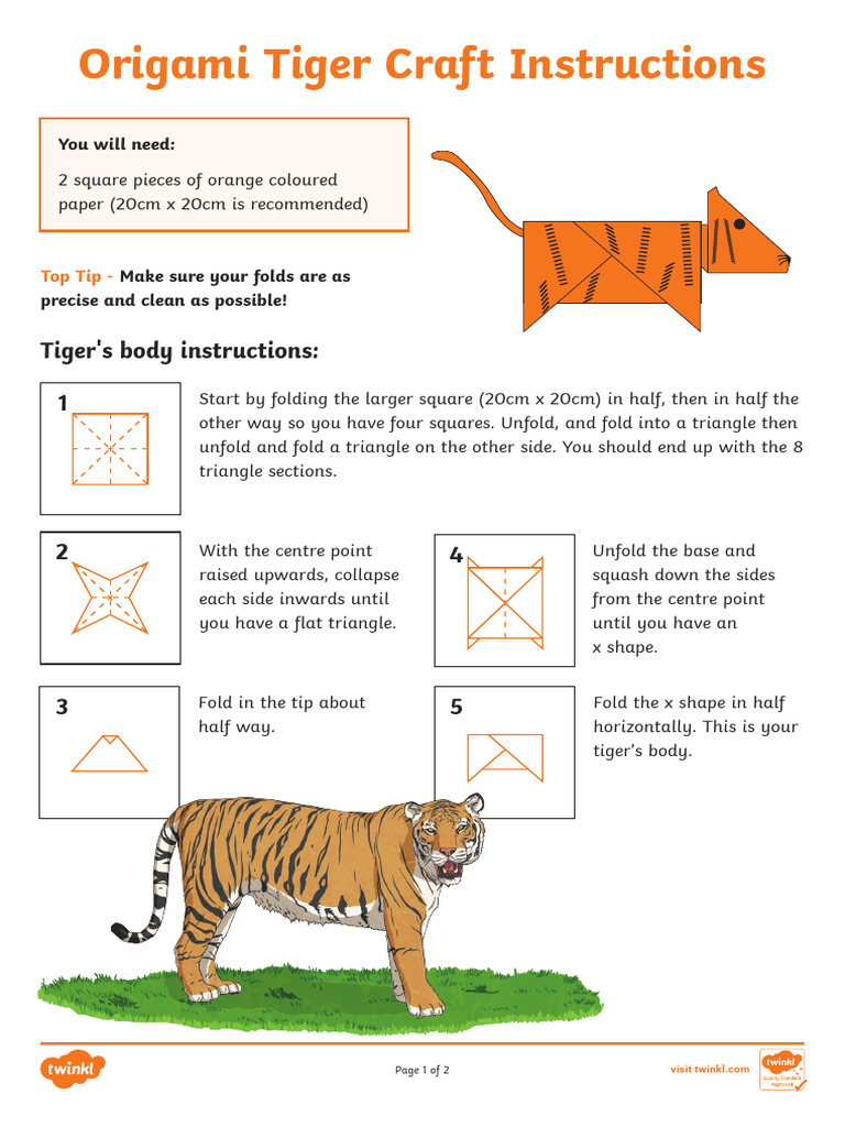 Easy Step-by-Step Origami Tiger | PDF