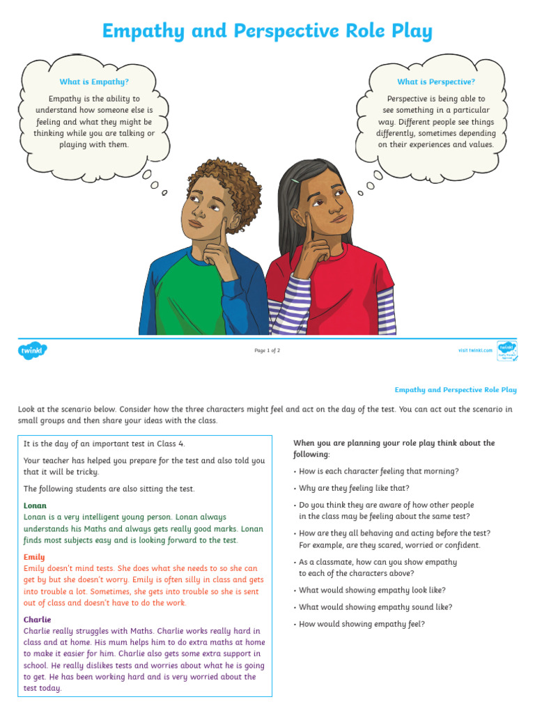Empathy And-Perspective Roleplay Activity Sheet | PDF | Empathy ...