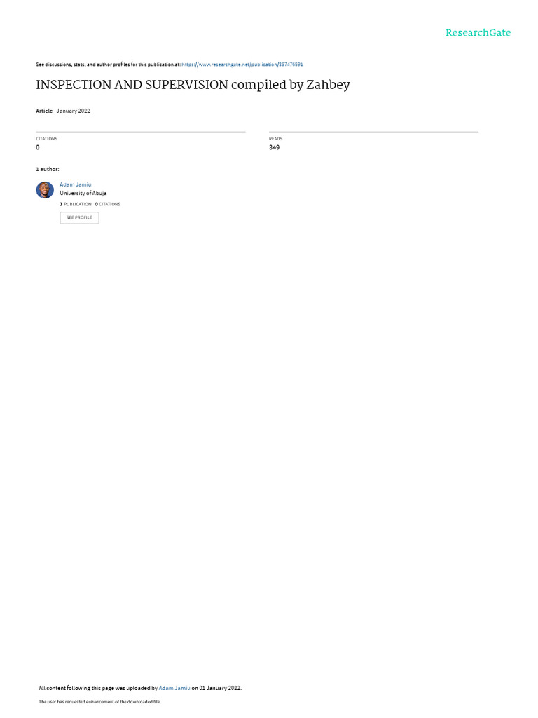 Inspection and Supervision Compiled by Zah Bey | PDF