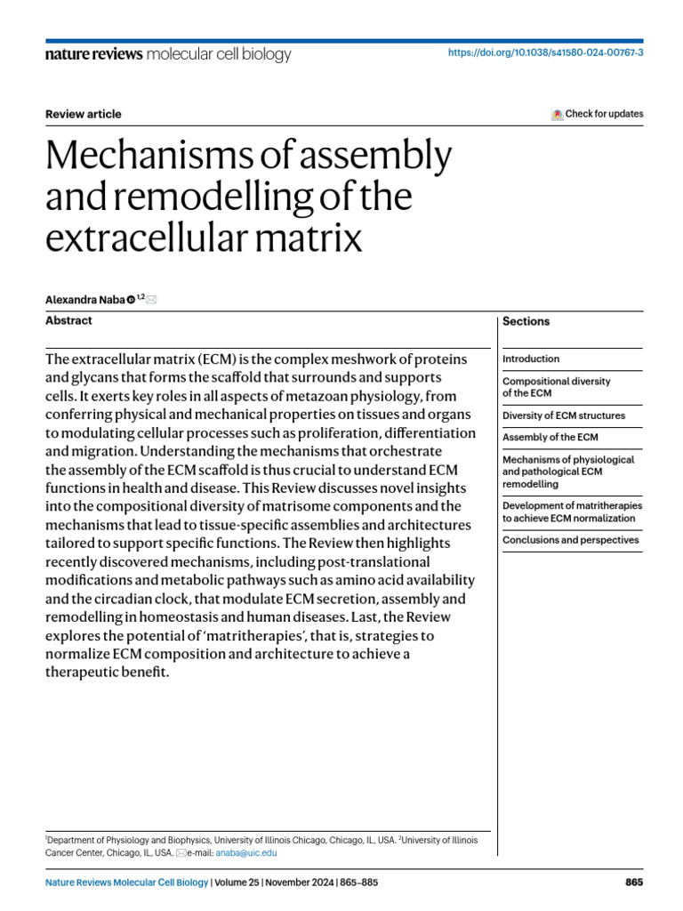 ECM Assembly and Remodeling Insights | PDF | Extracellular Matrix ...