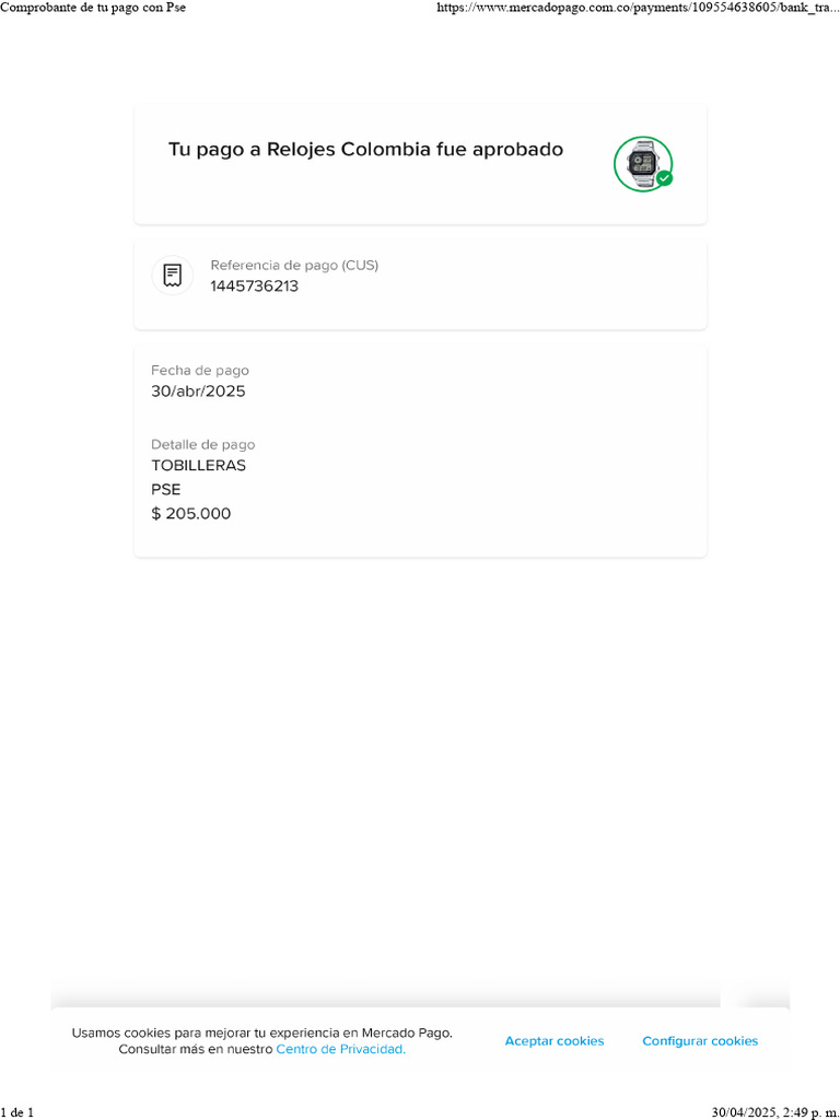 Comprobante de tu pago con Pse-1 | PDF