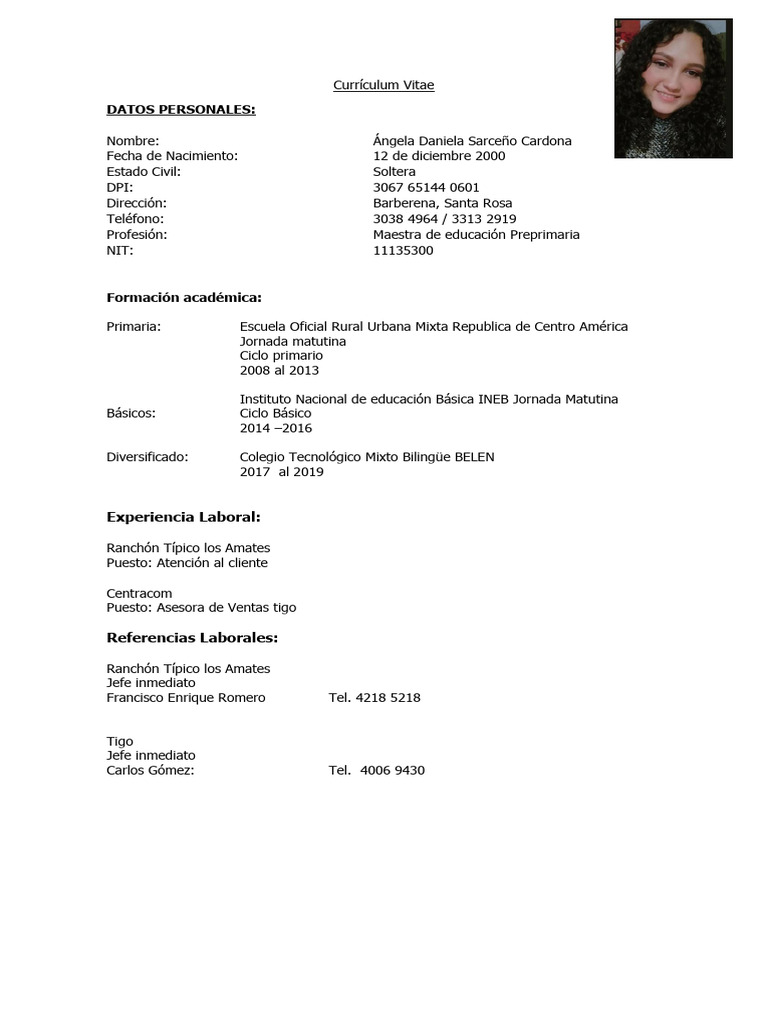 Currículum Vitae Daniela | PDF