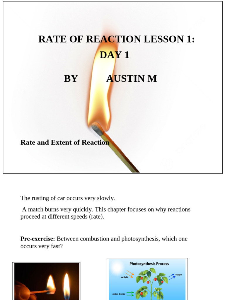 Rate of Reaction Lesson 1 | PDF | Reaction Rate | Chemical Reactions