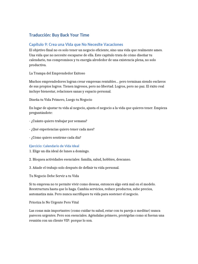 Traduccion Buy Back Your Time Cap9 | PDF