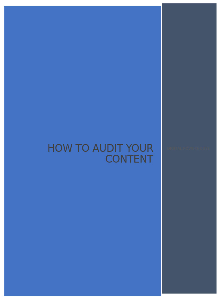Content Audit Guide for Beginners | PDF | Digital Marketing | Human ...