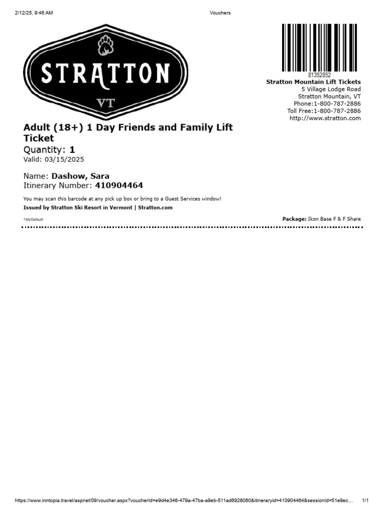 Stratton Lift Ticket 3.15 | PDF