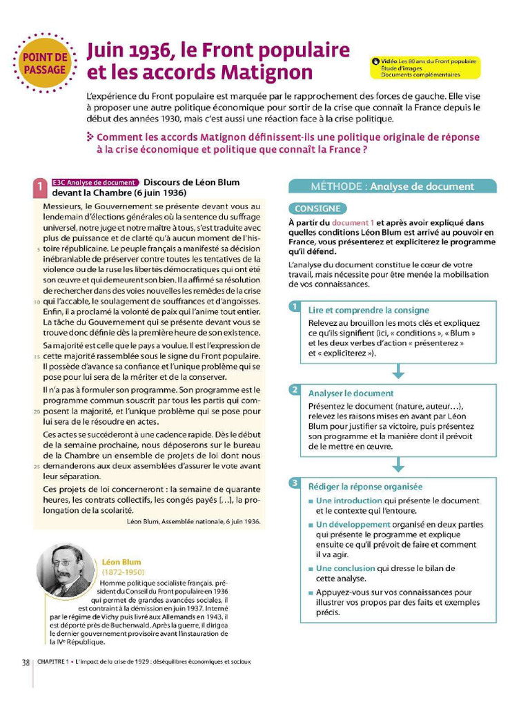 Le Front Populaire. Page Livre | PDF