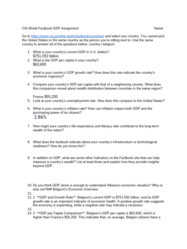 CIA World Factbook GDP Assignment | PDF | Gross Domestic Product ...