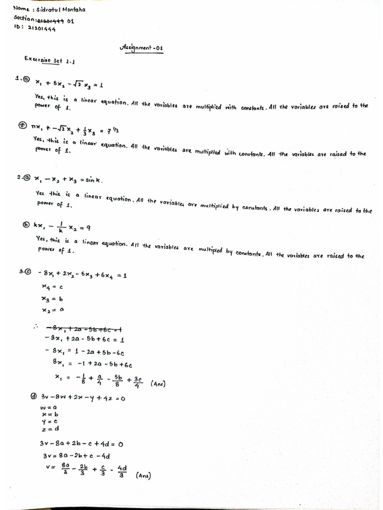 MAT216 Assignment 01 | PDF