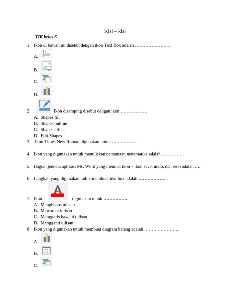 Kisi 2 Ujian Sekolah Tik Kelas 6 Mei 2025 | PDF