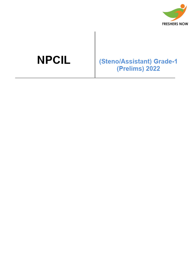 NPCIL Previous Question Papers NPCIL (Steno - Assistant) Grade 1 (Prelims) Official Paper (Held ...