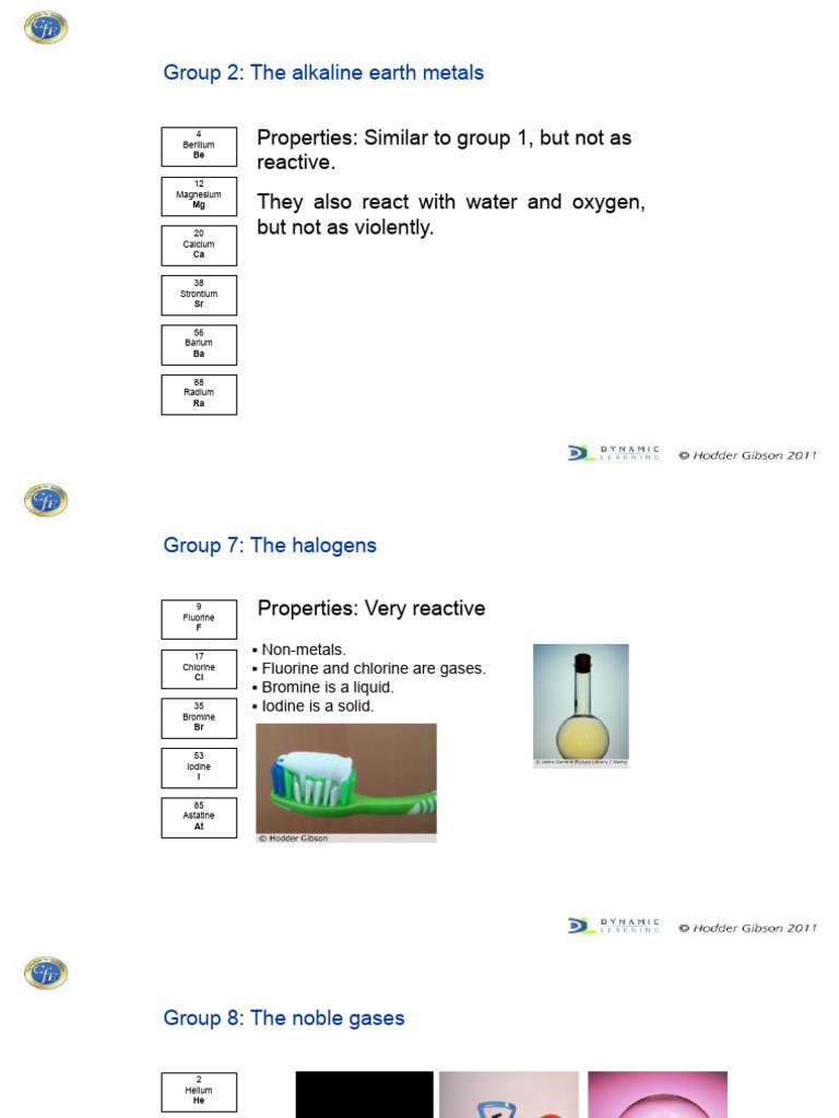 Periodic Table Group 7 and 8 | PDF