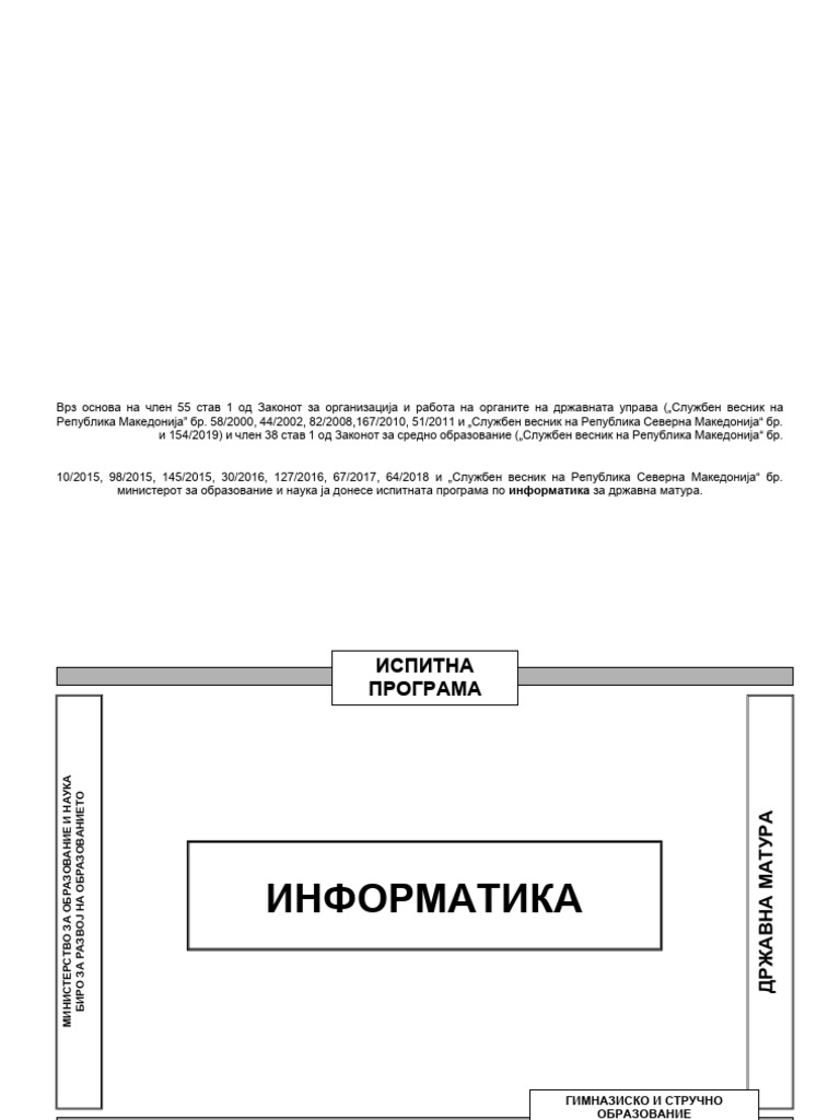 0011 - Ispitna Programa Informatika - Drzavna Matura | PDF