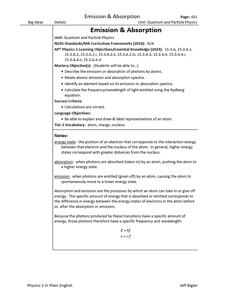 Emission and Absorption Spectra Explained | PDF | Emission Spectrum ...