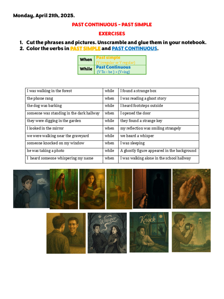 Scramble Past Continuous Homework | PDF