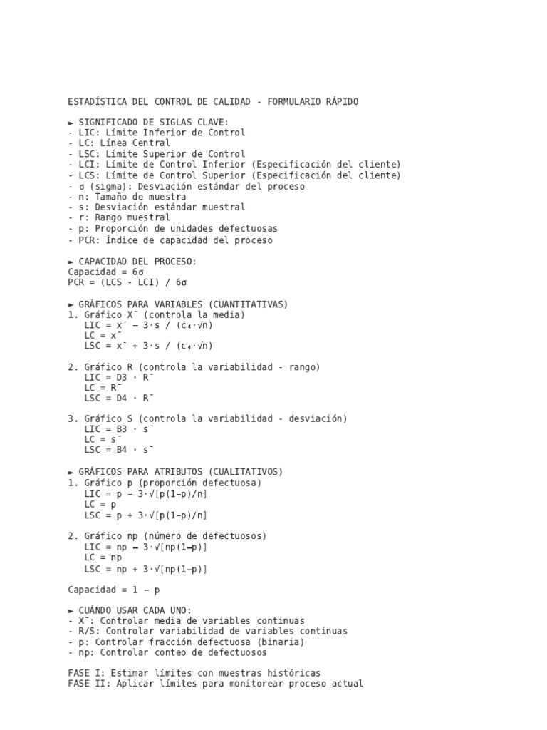 Formulario Control Calidad | PDF