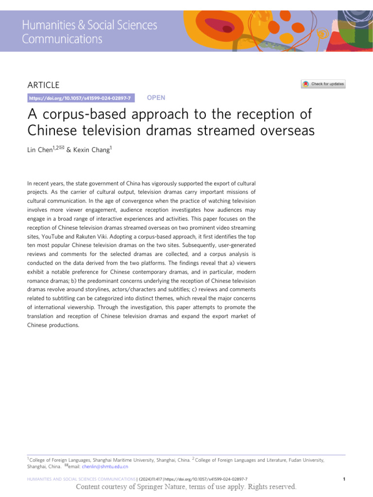 A Corpus-Based Approach To The Reception of Chines | PDF | You Tube | China