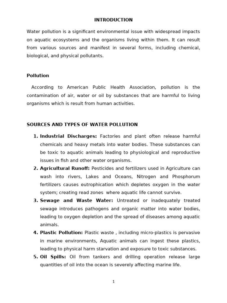 Assignment On Water Pollution | PDF | Water Pollution | Pollution