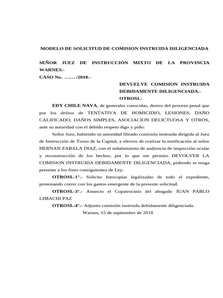 SOLICITUD-DE-COMISION-INSTRUIDA-DILIGENCIADA | PDF