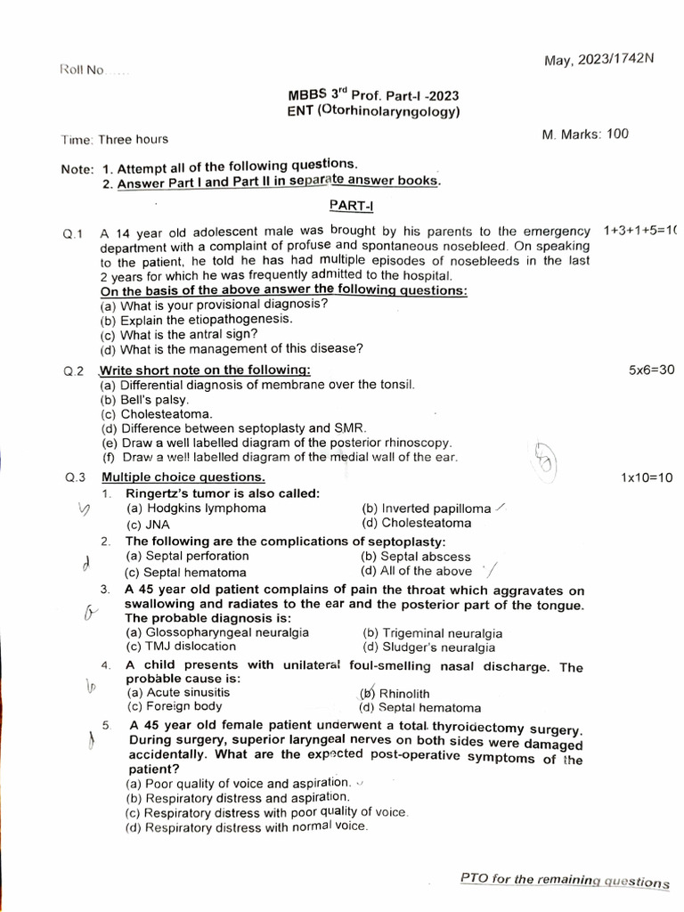 3rd Prof Supple Paper 2023 | PDF | Medical Specialties | Clinical Medicine